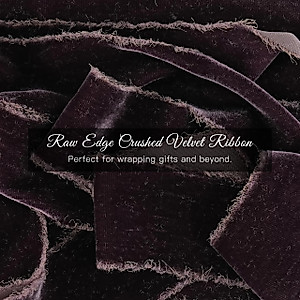 MAYREEL 2 Inch Plum Velvet Ribbon Hand Torn Dark Purple Silk Frayed Edge for Bridal Bouquets Invitations Wedding Vow Books Gift Baskets Hair Bows 3 Yards