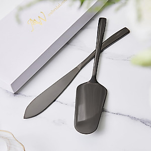 AW BRIDAL Black Wedding Knife and Cake Server Set, Cake Cutting Set for Wedding Pie Cutter Bridal Shower Anniversary Engagement Gifts for Couples