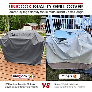 Unicook 65 Inch Grill Cover for Outdoor Grill, Heavy Duty Waterproof BBQ Cover, Fade Resistant Barbecue Cover, Compatible with Weber, Char-Broil, Nexgrill and More Grills, Grey