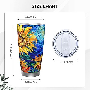 AYCZN Sky Sunflower 20 OZ Tumbler Stainless Steel Travel Coffee Mug, Starry Night Insulated Water Bottle with Lid Leakproof Thermal Cup