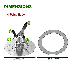 For Oster Blender Replacement Parts with Gasket 6 Pieces for Oster Blender Ice Blade, Black 4961 and Jar Base Bottom 4902 Compatible with Aspas Para Licuadora Oster and Osterizer Classic Blender Parts
