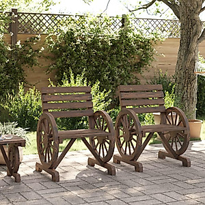 EVERSTRO Outdoor Chairs Patio Chairs 2 pcs 22.8"x22.8"x30.9" Solid Wood Fir,Exquisite Garden Patio Chairs, Solid Wood, Comfortable Seating, Wagon Wheel Design Outdoor Seating, Outdoor Furniture