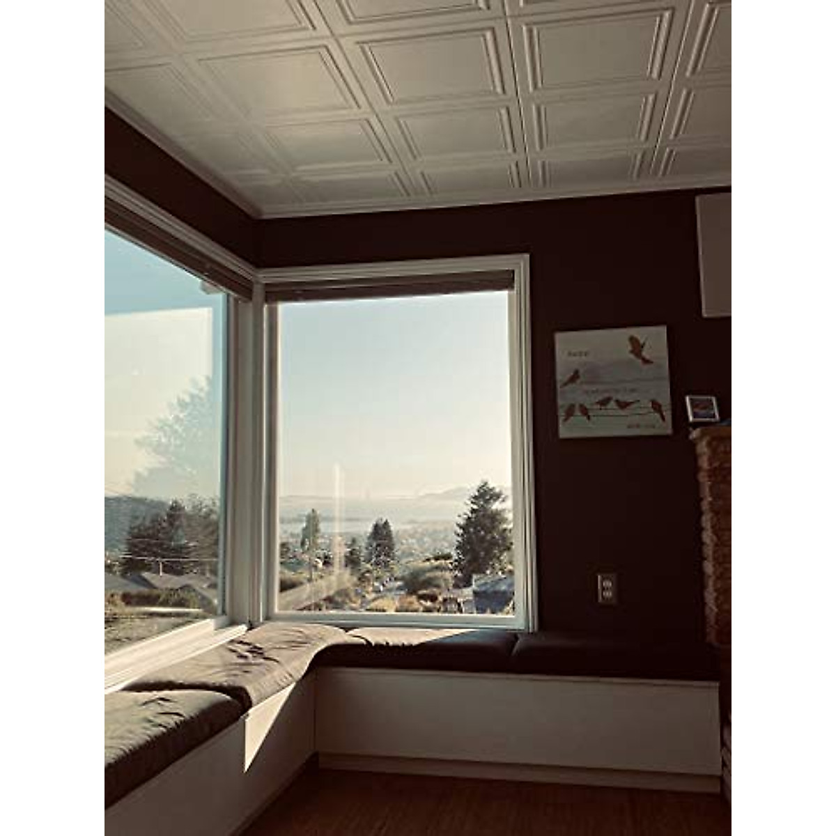 A La Maison Ceilings R24 Line Art Foam Glue-up Ceiling Tile (128 sq. ft./Case), Pack of 48, Plain White