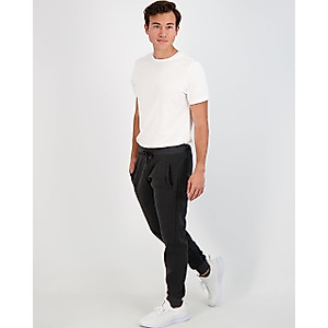 Real Essentials Mens Joggers Sweatpants Fleece Pants Sweat Clothing Pockets Baggy Elastic Cuffed Workout Bottom Athletic Soft Warm Winter Jogging Gym Active Track Work Tapered, Set 4, XL, Pack of 3