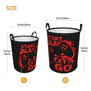 Gbuzozie Game Joystick Round Laundry Hamper Storage Basket Toys Clothes Organizer Bin For Home Bathroom Bedroom Dorm Nursery, 38l
