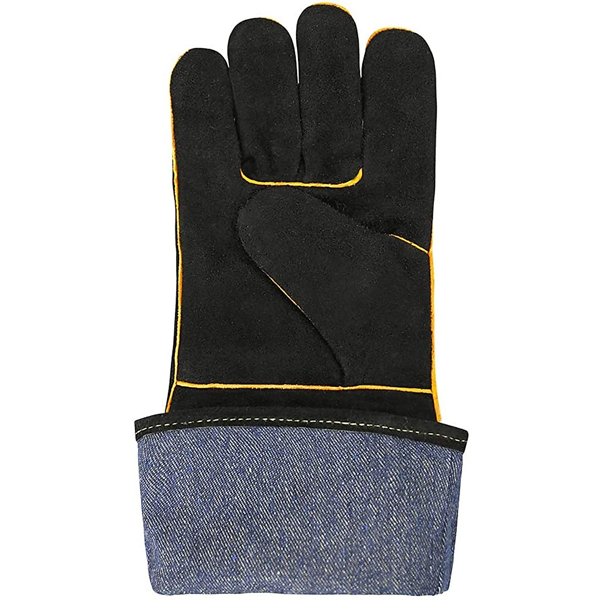 HH SPORTS Leather Welding Gloves,Heat/Fire Resistant,Mitts for forged, Tig,Mig,BBQ,Oven,Grill,Fireplace,Baking,Furnace,Stove,Pot Holder,welder,Animal Handling Glove.Black - 16 inches