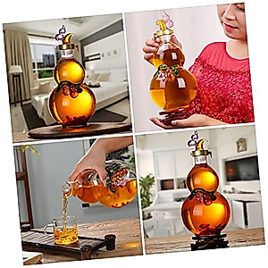 Zerodeko 2pcs Large Decoration Lu Multifunction Wu Drinking Shape Flask Transparent Random Feng Glass Holder Chinese Delicate Funny Ornament Capacity Wine Water Hu Container Shui Lou