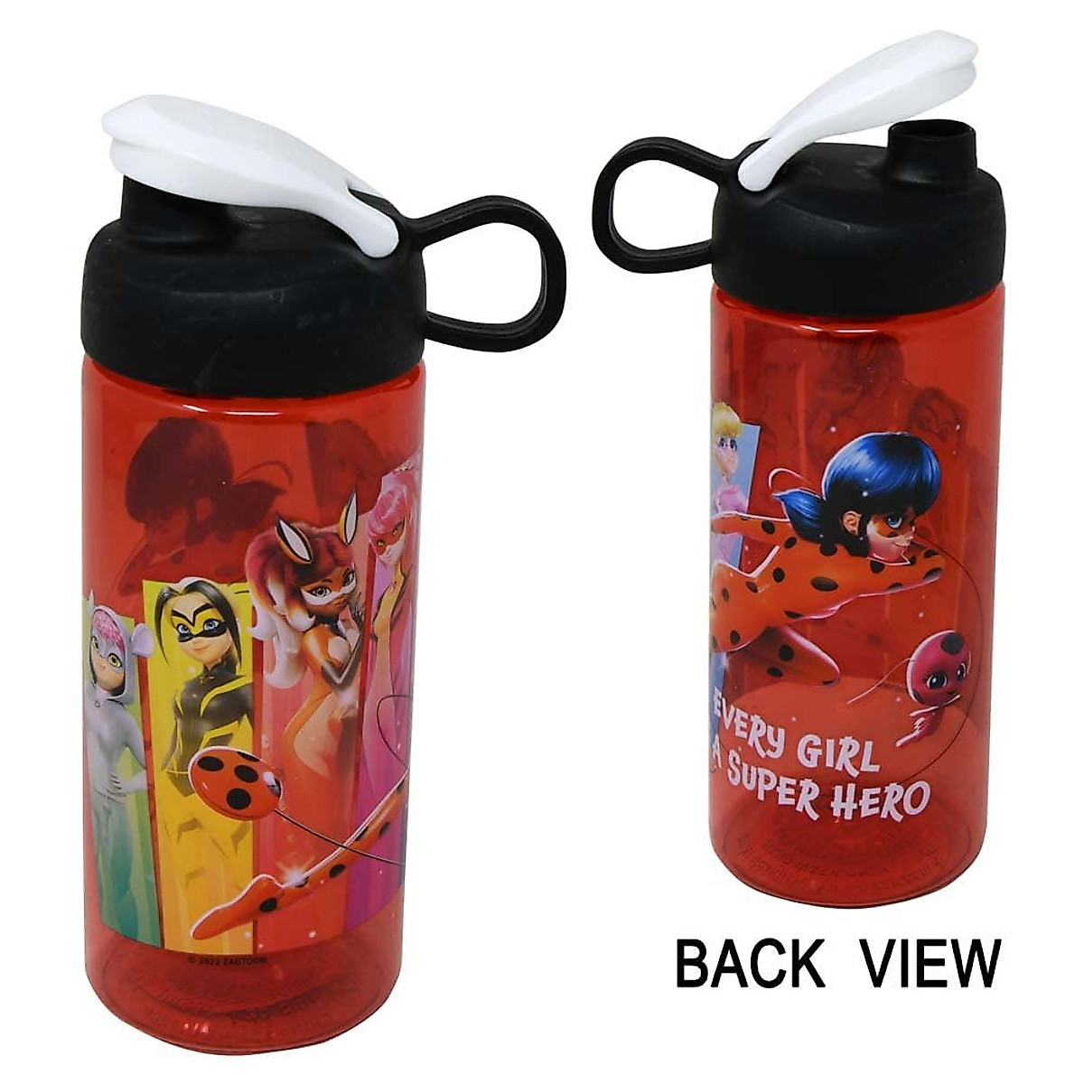 Zagtoon Miraculous Ladybug Water Bottle Set for Girls Kids - Miraculous Ladybug School Supplies Bundle with 2 Water Bottles, Miraculous Ladybug Stickers, More (Miraculous Ladybug Gifts)