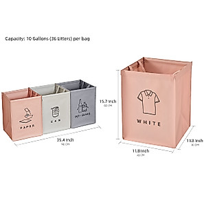 ECOWAN LIVING 36L Recycle Waste Bags for Kitchen, Indoor Recycling Bins, Recycle Bins for Home, Recyclable Waste Trash Sorting Organizer, Reusable Waterproof Anty-Deformation Design, Pack of 3 Bags