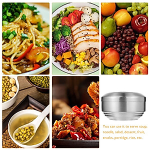 DOITOOL Korean Stainless Steel Rice Bowl with Lid Set, Vacuum Double Wall Multi- Stainless Steel Bowl with Lid Set, for Korean Kitchen Restaurant ( Sliver )