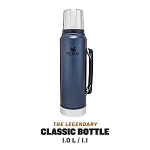 Stanley Classic Legendary Bottle BPA Stainless Steel Thermos - Keeps Cold or Hot for 24 Hours Leakproof Lid Doubles as Cup-Dishwasher Safe, Nightfall, 1.0 L