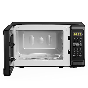 Black+Decker 700 Watt Compact LED Display Countertop Small Microwave Oven with 10 Inch Turntable and 6 Preset Menu Buttons, Matte Black