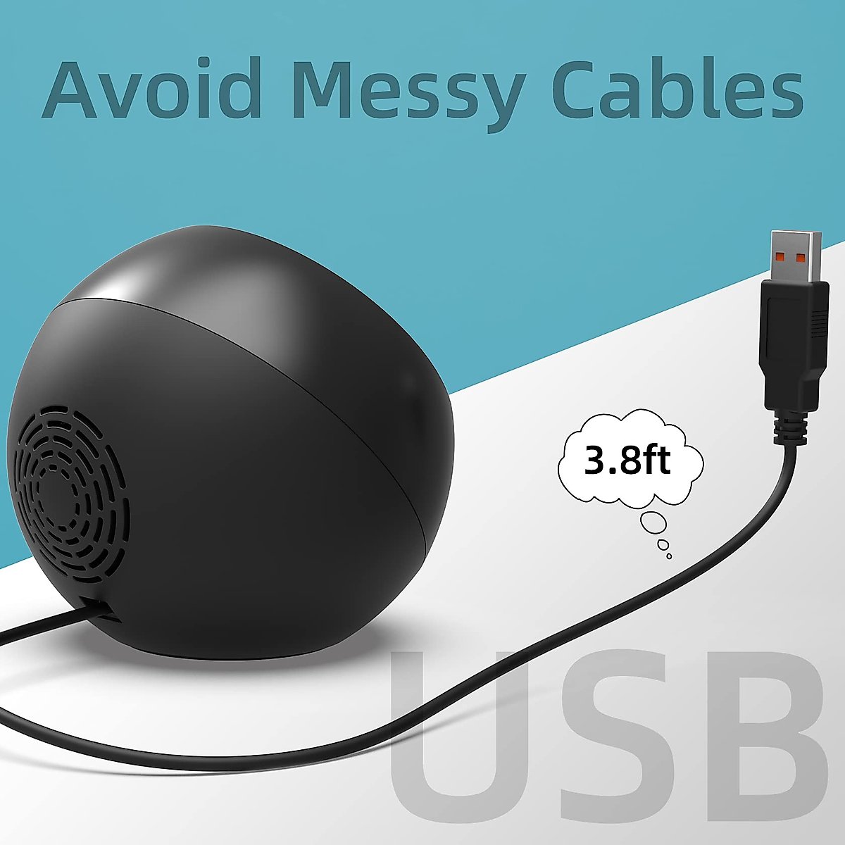 XKX [Single] USB Computer Speakers for Desktop, PC, Laptop, Small Plug-N-Play Speakers with Crystal-Clear Sound, Loud Volume, Rich Bass, Compatible with Windows/macOS/ChromeOS/Linux