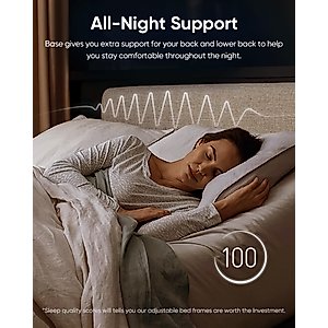 Furgle Adjustable Bed Frame, Adjustable Bed Base Split King for Stress Management, Zero Gravity Base, Head and Foot Incline with 3-Speed Massage, Anti-Snore, Memory Pre-Sets（2TXL）