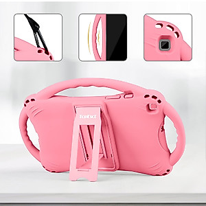 Kids Case for Samsung Galaxy Tab A 8.0 2019 SM-T290/295, TopEsct Premium Silicone Shockproof Light Weight Protective Handle Stand Case for Galaxy Tab A 8.0(Pink)