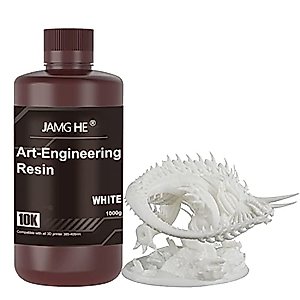 3D Printer Resin,10K Art-Engineering Toughness Non-Brittle New ABS-Like Resin for UV-Curing Photopolymer Rapid High Precision Low Odor LCD DLP SLA 405nm Resin (White, 1000g)
