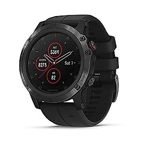 Garmin Fenix 5 Plus Premium Multisport GPS Smartwatch with Color TOPO Maps, Heart Rate Monitoring, Music and Garmin Pay with Black Band (Renewed)