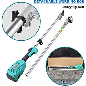 RUTAVM Handheld String Trimmer Battery Grass Cutter Electric Lawn Mower, Garden Grass Trimmer Cordless with Wheels with Armrest, 24V/12Ah Lithium Battery