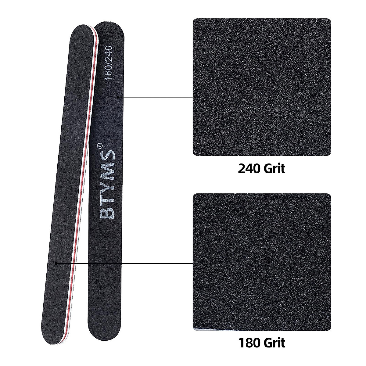 BTYMS 25 Count 180/240 Grit Nail Files for Natural Nails, Double Sided Emery Boards Fine Grit Nail Buffing Files