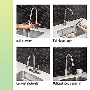 Homewerks 55-K821S-SS-T Hands Free Touchless Kitchen Faucet Pull Down Sprayer, Single, 2, 3 or 4-Hole Install