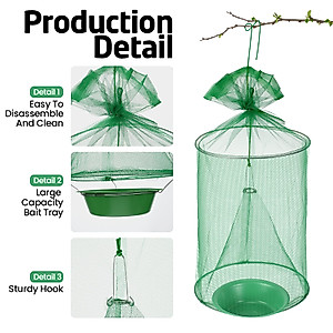 Qualirey 12 Pcs Ranch Fly Trap Outdoors Stable Fly Trap Reusable Horse Fly Traps Outdoor Hanging Pest Fly Trap Fly Catcher Cage with Pots Flay for Farm Orchard Restaurants