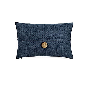 Lush Decor Clayton Woven Button Decorative Pillow Cover, 13" x 20", Navy