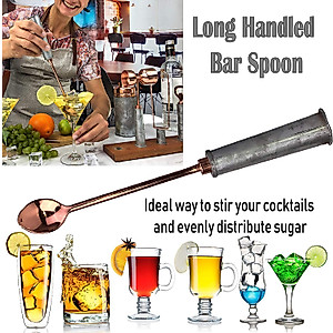 Galrose Dezigns Cocktail Shaker Set - 6 Bar Tools Bar Accessories Rustic Galvanized Iron Bar Set Rose Gold Trim - Mixology Bartender Kit with Stand. Unique Gift for 6th Iron Anniversary for Couple