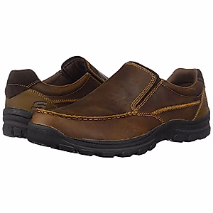 Skechers Men's Braver-Rayland Slip-On Loafer, Dark Brown Leather, 10 2E US