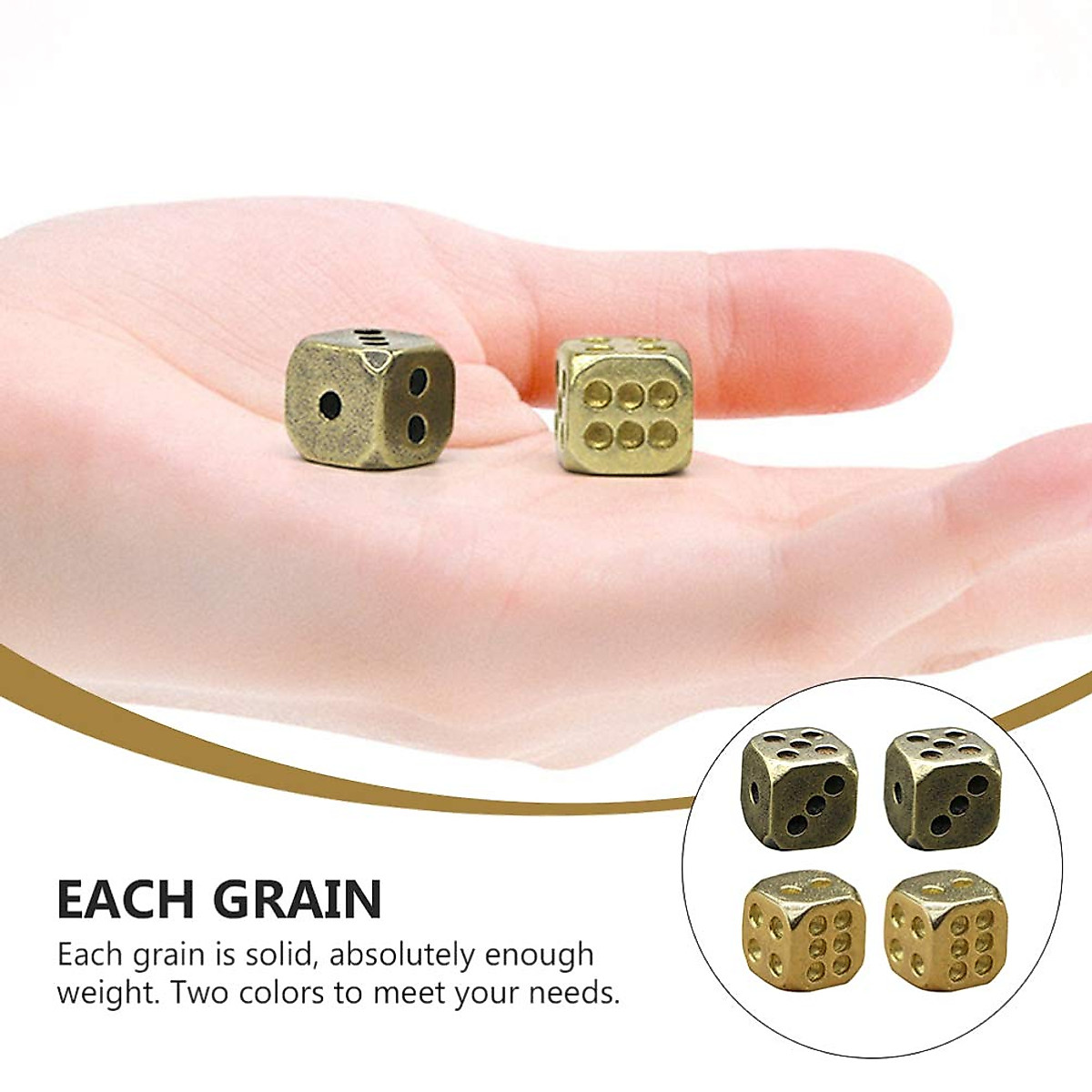 4pcs Ancient Brass Dice Solid Metal RPG Role Playing Game Dice Learning Dice Party Supplies