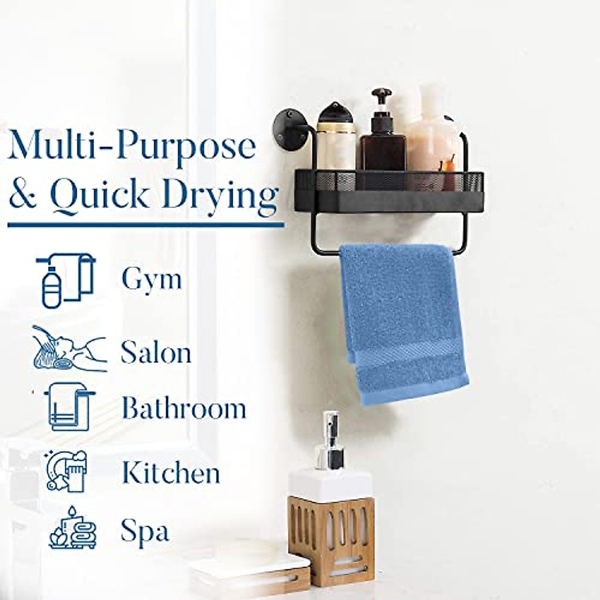 DAN RIVER 100% Cotton Face Towels 12 Pack - Premium Quality Washcloths Soft and Highly Absorbent Towels for Bathroom, Spa, Gym - Quick Dry Essential for Body and Daily Use 12x12 in, 600 GSM – M Blue