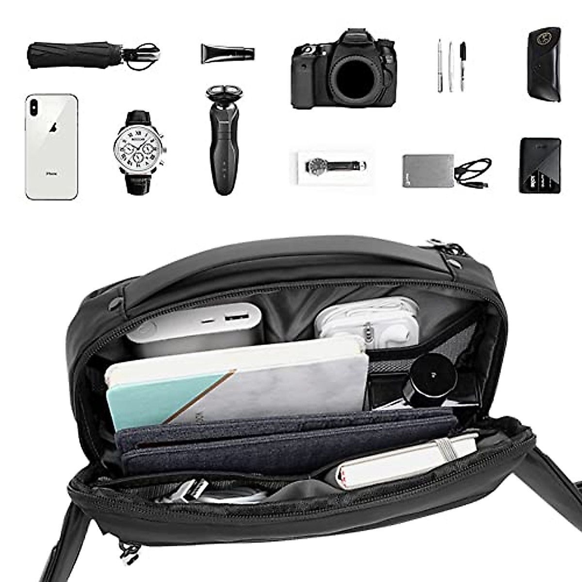 JUMO CYLY Small Sling Chest Bag, Minimalist Crossbody Daypack Lightweight Waterproof Everyday Carry Shoulder Bag Purse for Men and Women