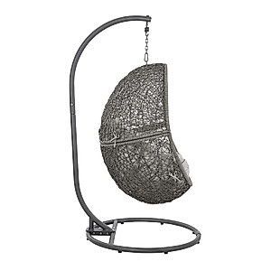 Modway Encase Outdoor Patio Rattan Swing Chair in Gray Gray