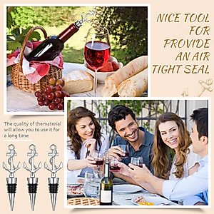 20 Pcs Anchor Wine Bottle Stopper Beach Themed Wine Stoppers Nautical Wine Gifts Nautical Wedding Favor Anchor Vacuum Red Wine Preservation Stopper for Party Shower Holiday Birthday, Silver