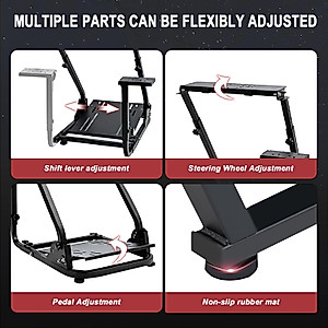 Marada Racing Wheel Stand Fit for Logitech G920 G29 G923 Thrustmaster T300,Adjustable Shifter Mount Foldable Steering Wheel Stand Gaming Simulator Mount For present, Wheel Pedal Not Include