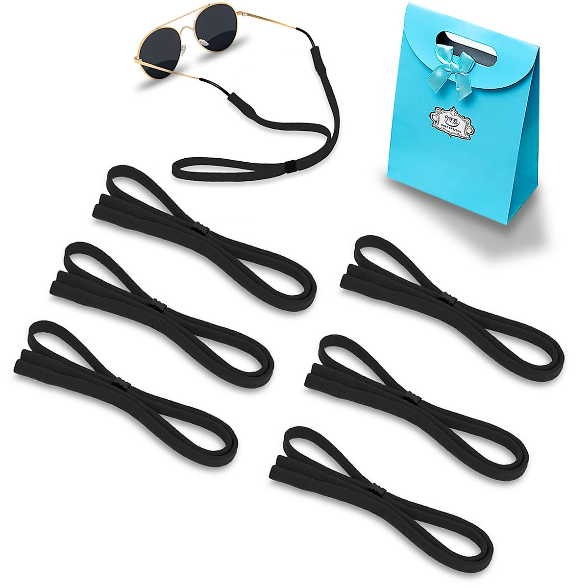 HALF CRESCEN Glasses Strap- Sports Glasses Holder (Pack of 6) Unisex Sunglass Strap,Soft Comfortable Eye Glasses String Strap for Men Women