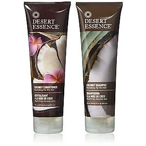 Desert Essence Coconut Shampoo & Conditioner Bundle - 8 Fl Ounce - Nourishing For Dry Hair - Delightful Scent - Refreshes Skin - Coconut Oil