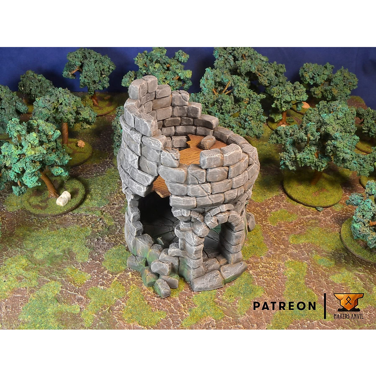 EnderToys Ruined Town Tower by Makers Anvil, 3D Printed Tabletop RPG Scenery and Wargame Terrain for 28mm Miniatures