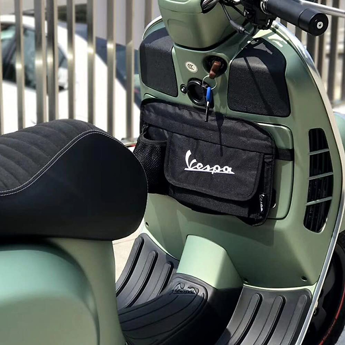 OXLLONE Motorcycle Nylon Electric Scooter bag Glove Saddle Luggage Bags Storage Tool Bag Decorate Case Box Compatible with VESPA GTS GTV LX LXV Scarabeo Sprint 150