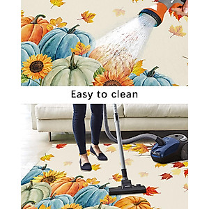 Thanksgiving Fall Outdoor Rugs for 5'x8' Patios Clearance, RV Camping Mat Rug Portable Outside Rug Indoor Outdoor Area Rug Mat for Beach Deck Pool Pumpkin Autumn Maple Leaves