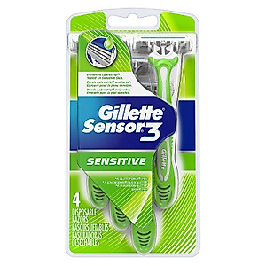 Gillette Mens Sensor 3 Sensitive Disposable 4 Count (3 Pack)