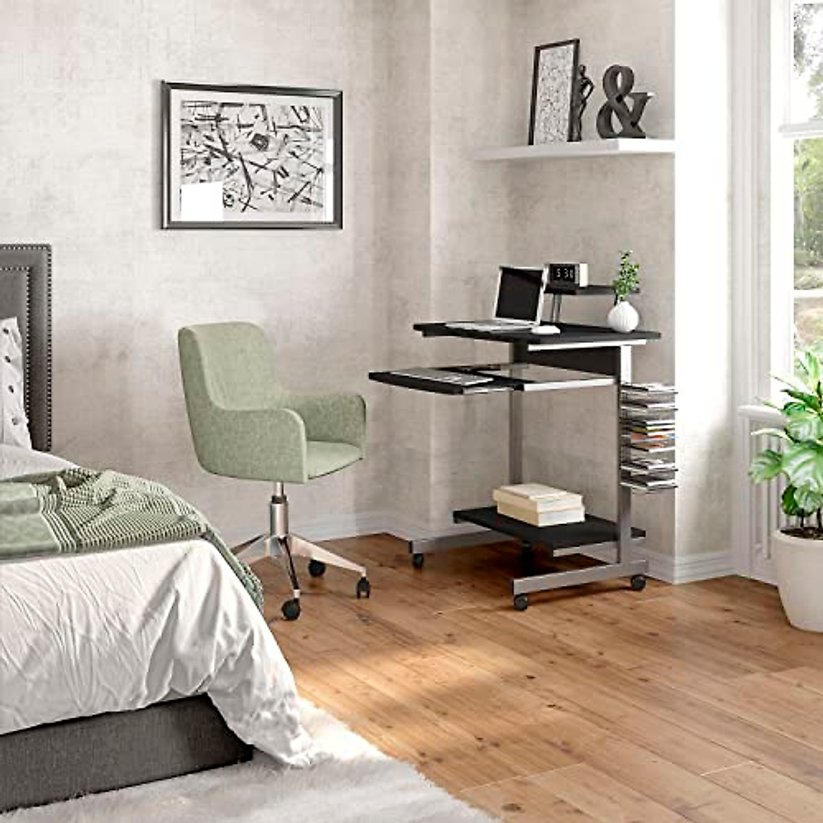 Techni Mobili Compact Computer Cart With Storage, Graphite