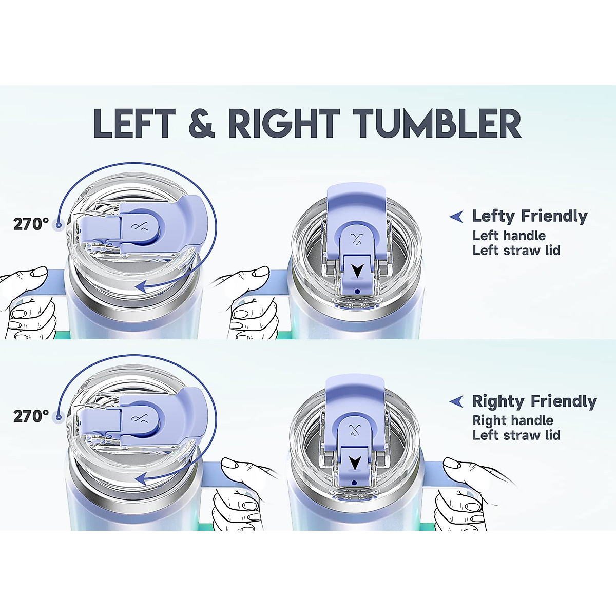 Meoky 40oz Tumbler with Handle, Stainless Steel Travel Mug with 2-in-1 Straw and Sip Lid, Vacuum Insulated Coffee Mug, 100% Leak Proof, Keeps Cold for 34 Hours or Hot for 10 Hours (Fairyland)