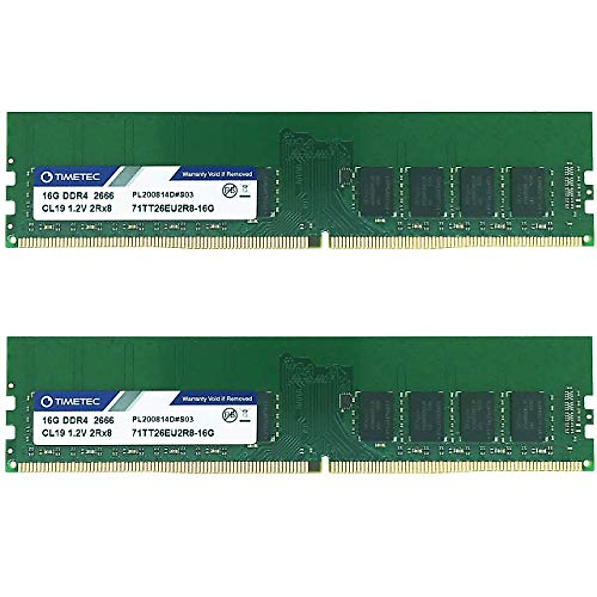 Timetec Hynix IC 32GB KIT (2x16GB) DDR4 2666MHz PC4-21300 Unbuffered ECC 1.2V CL19 2Rx8 Dual Rank 288 Pin UDIMM Server Memory RAM Module Upgrade (32GB KIT (2x16GB))