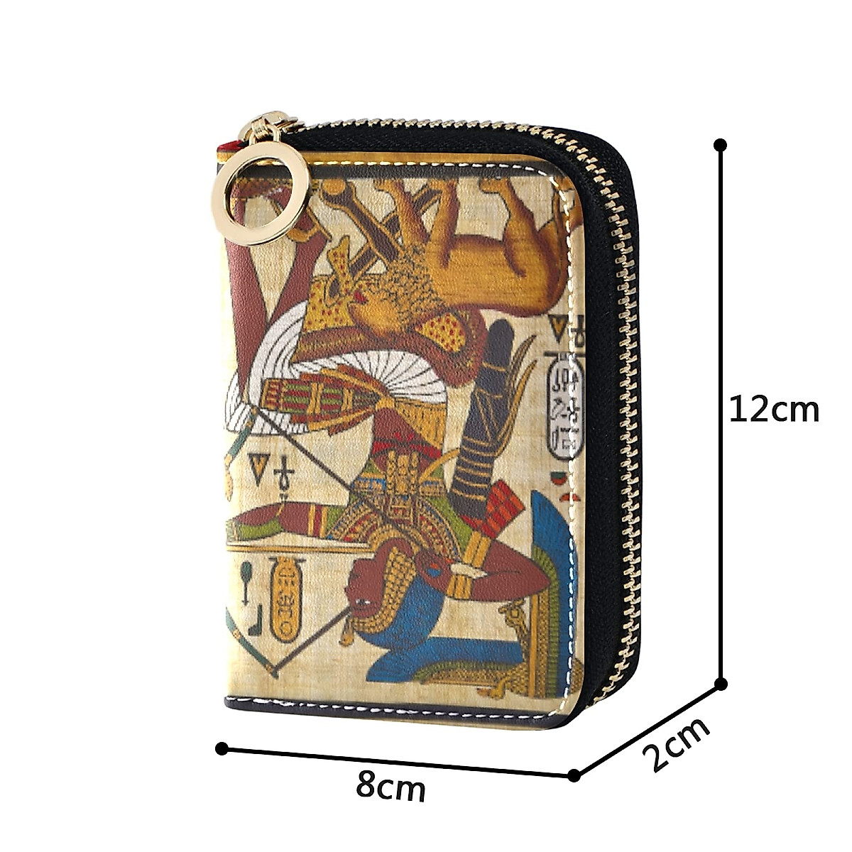 Ancient Egyptian Egypt Grey Credit Card Coin wallet, RFID Blocking Compact Women Leather Card Holder, Key Change Organizer, Zipper Purse Clutch Pouch Pocket