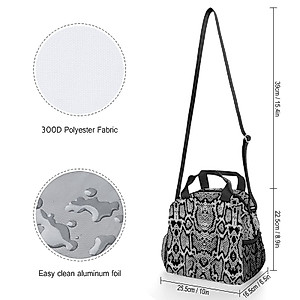 Snake Skin Lunch Bag, Lunch Box Portable Insulated Lunch Tote Bag, Thermal Cooler Bag for Women Work Outdoor