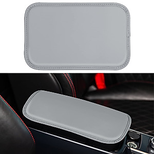 Amiss Auto Center Console Pad, PU Leather Car Armrest Seat Box Cover Protector, Universal Waterproof Non Slip Soft Center Console Armrest Pad for Most Vehicle, SUV, Truck, Car (Grey)