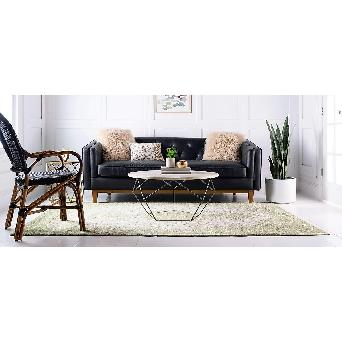 Unique Loom Bromley Collection Area Rug - Midnight (7' 10" x 11' Rectangle, Green/ Ivory)