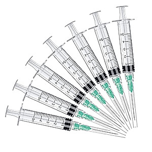 25 Pack 5ml Disposable Lab Syringe with Needle 21G 1.5 inch Luer Lock Syringe