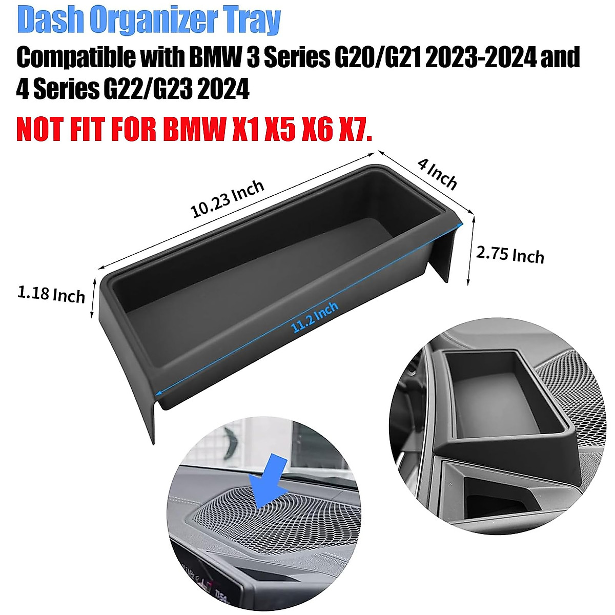 Jaronx Compatible with BMW 3 4 Series Center Console Organizer, 12.3 inch Touch Screen Dash Console Organizer for 3' G20 2023-2024/4' G22 2024,for BMW Dashboard Tray