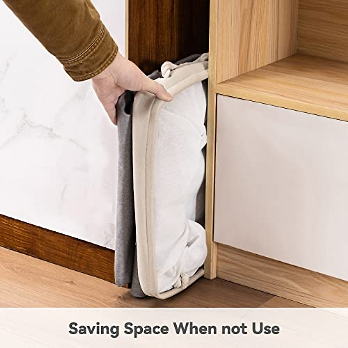 TECHMILLY 72L Large Laundry Hamper with Removable Bag, Collapsible Laundry Basket with Rope Handles, Dirty Clothes Hamper for Bedroom, Living Room, Clothes Toys Organizer, Grey